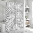 Grey Palm Leaf Shower Curtain for Bathroom, Country Coastal Tropical ...