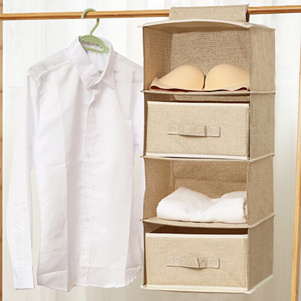 HEVIRGO 4-Layer Hanging Bag Closet Wardrobe Clothes Organizer Basket ...
