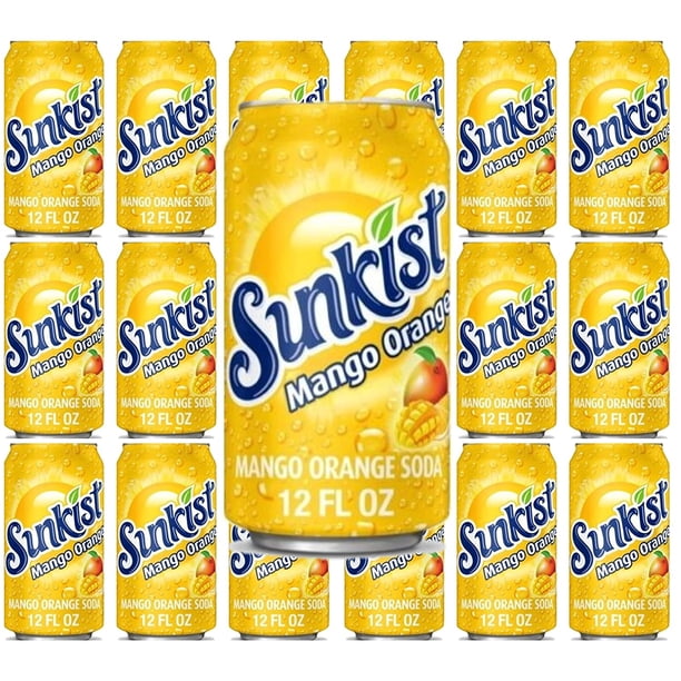 Sunkist Mango Orange Soda , 12 fl oz , 18 cans, total 216 fl oz ...