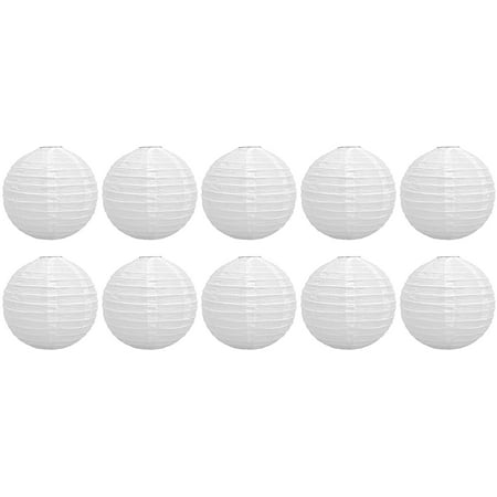 10 Pcs Paper Lanterns 8 Inch Pure White Hand Painted Round Paper ...