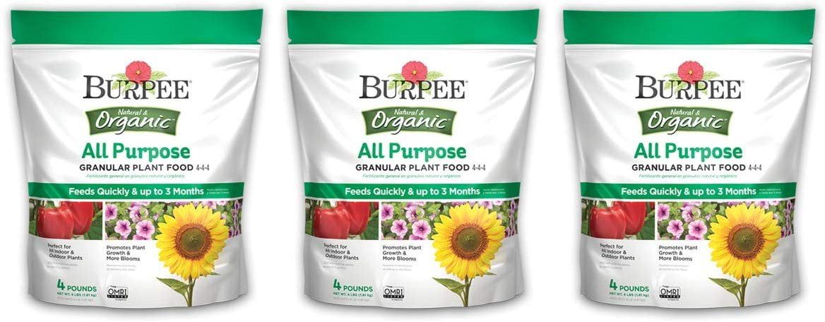 Burpee Natural Organic All Purpose Granular Plant Food, 4-4-4, 4 lb 3 ...