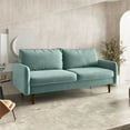 Pemberly Row 70" Rounded Arm Upholstered Velvet Sofa in Cyan Green ...