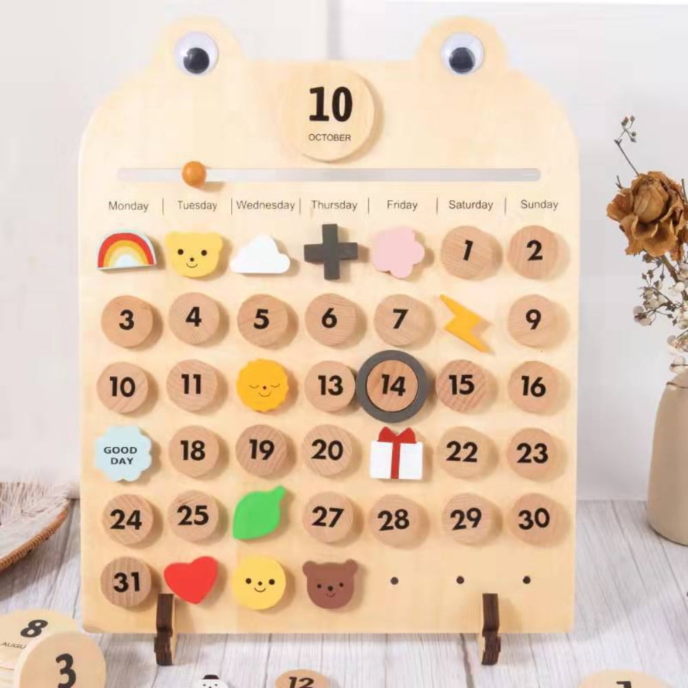 Merkmak Wooden Perpetual Calendar - Montessori Toy for Kids Learning ...