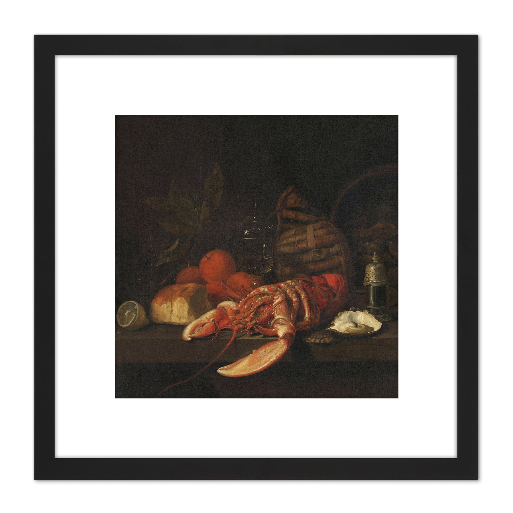 David Davidsz De Heem Still Life Lobster Painting 8X8 Inch Square Wooden Framed Wall Art Print ...