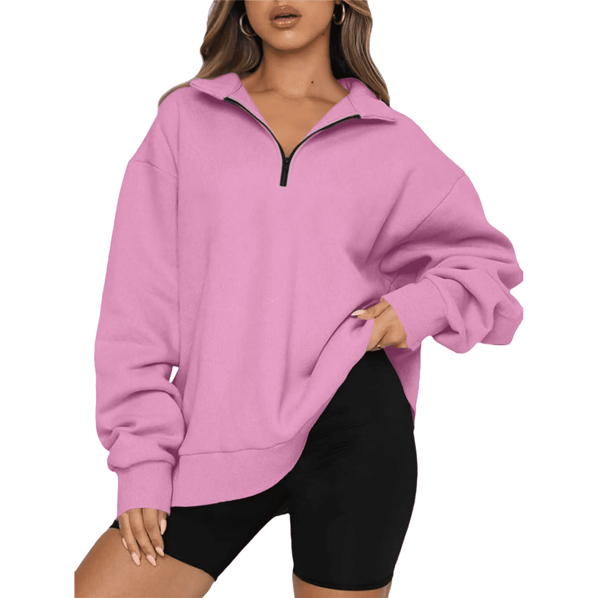 Click here for Unbranded Women Half Zip Oversized Sweatshirts Lon... prices