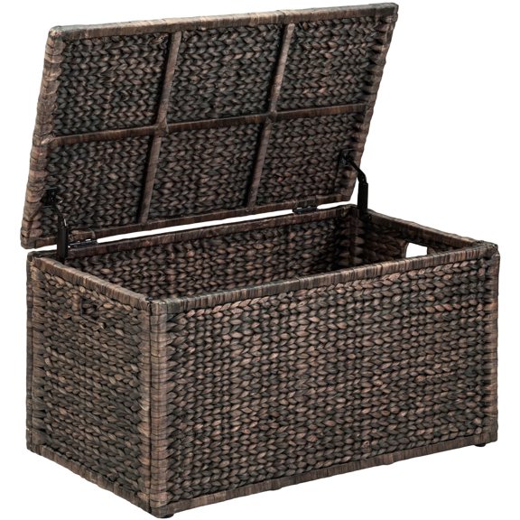 eHemco Heavy-duty Water Hyacinth Wicker Storage Trunk with Metal Frame ...