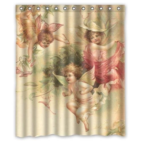 Greendecor Elegant Sacred Beautiful Angel Waterproof Shower Curtain Set