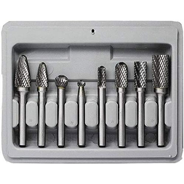 Skywee Carbide Burr Set 1/4 Inch Shank Diameter Double Cut Rotary Files ...