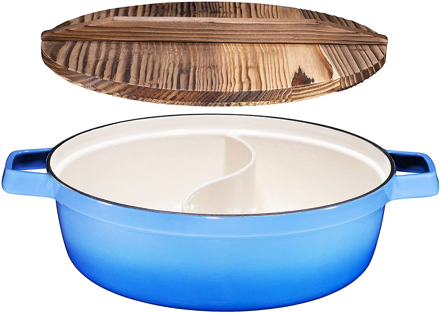 Japanese Cast Iron Sukiyaki Nabemono Personal Size Hot Pot With Wooden ...