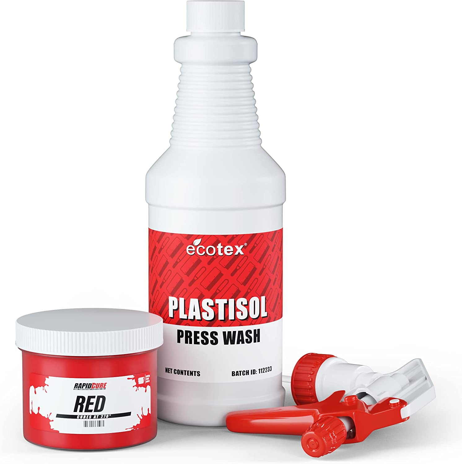 Rapid Cure Red Plastisol Ink and Ecotex Plastisol Press Wash Ink ...
