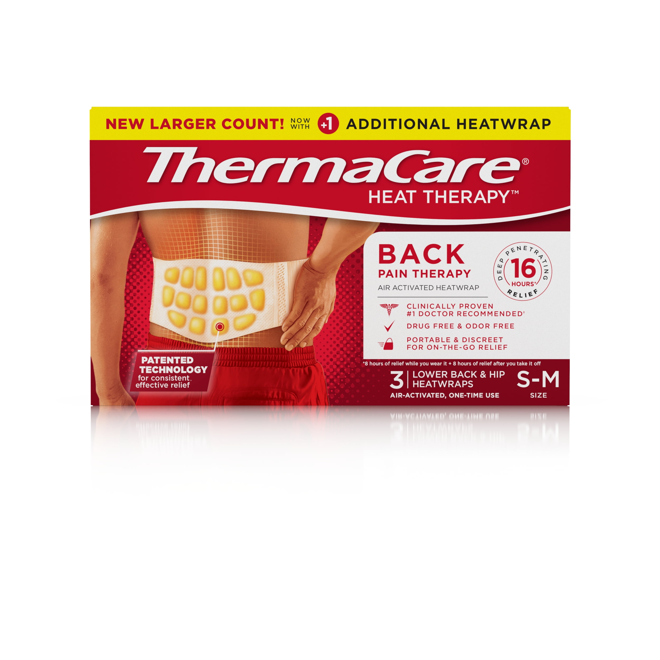 ThermaCare Lower Back & Hip Small/Medium Pain Relief Heat Wraps, 3 Ct ...