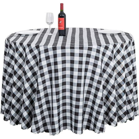 Washable Gingham Check Round Circular Tablecloth Nordic Style Table ...