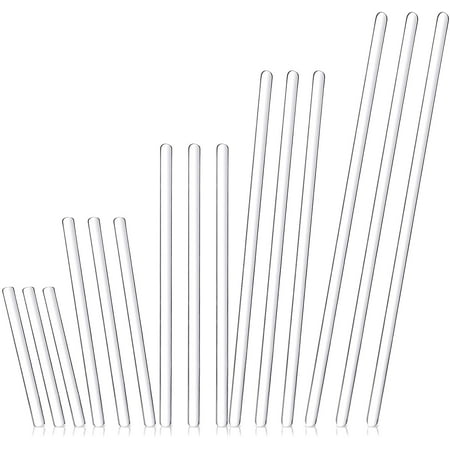 15 Pieces Glass Stirring Stick Smooth Stir Rod with Both Ends Round, 12 ...