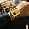 Men Luxury Luminous Waterproof Square Dial Digital Watch Analog Quartz ...