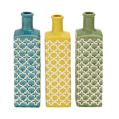 Deco 79 Ceramic Stripe Vase, 3 Assorted, 4 by 15' - Walmart.com