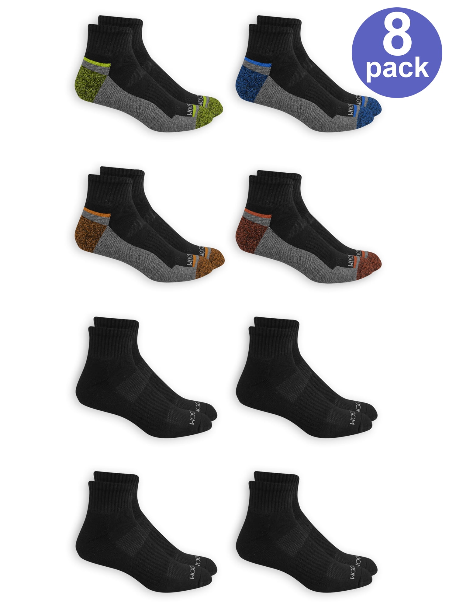 Fruit of the Loom - Men's Breathable Half Cushion Ankle Socks 8-Pack ...