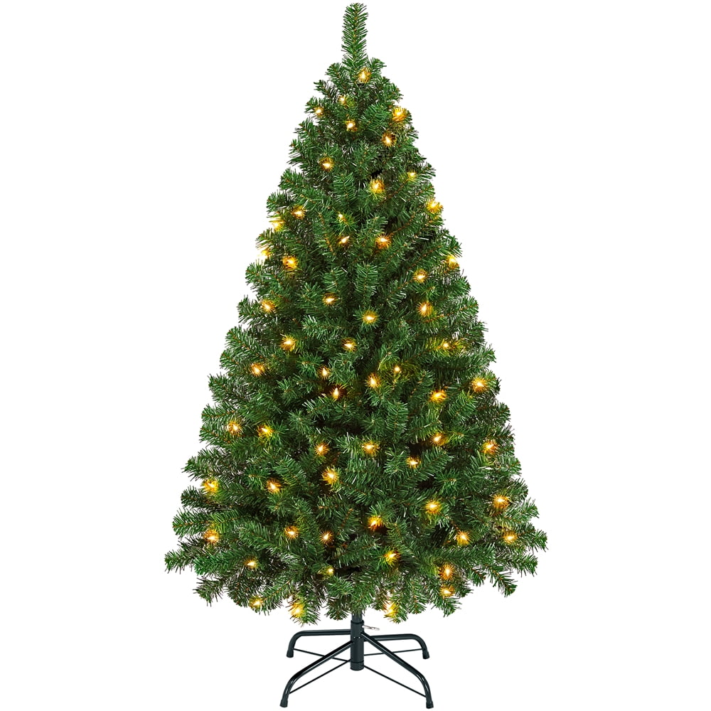 Yaheetech 4.5ft Pre-lit Spruce Artificial Christmas Tree, Green ...