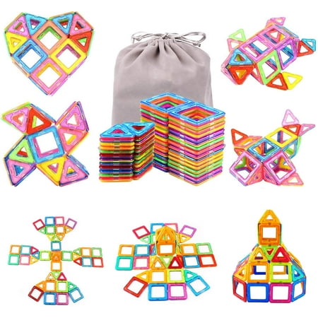 Magnetic Blocks Building Set for Kids, 56Pcs Magnetic Tiles Educational ...