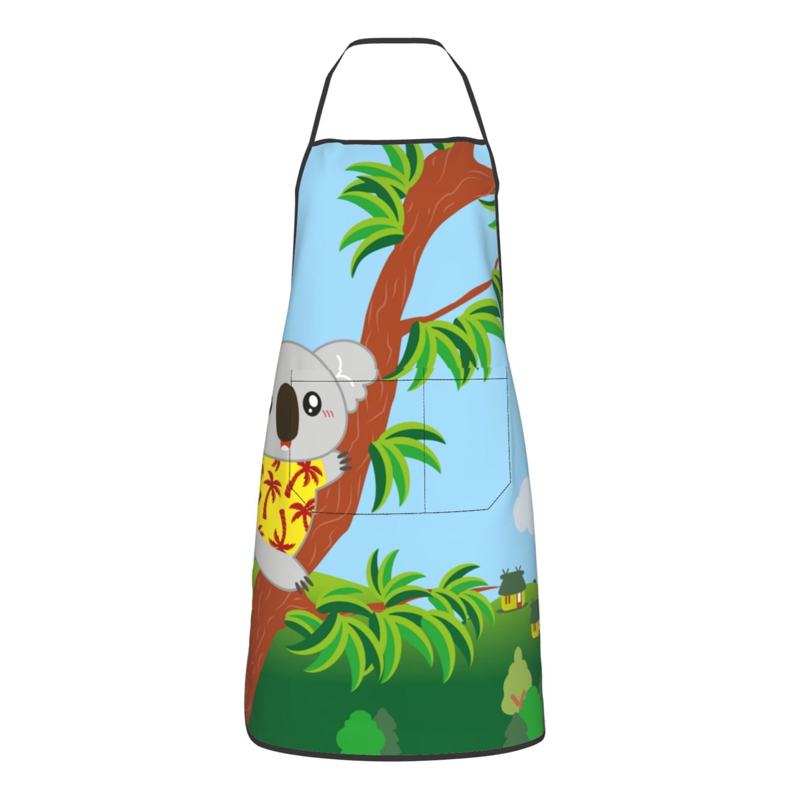 XMXY Chef Aprons with Pockets for Women Men, Tree Sketch Leaf ...