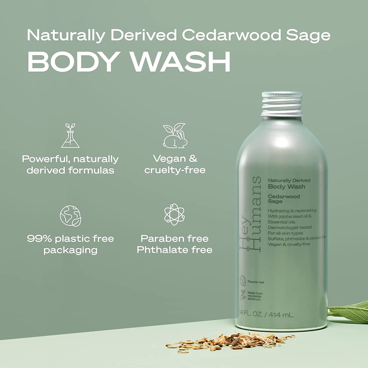 Hey Humans Body Wash Cedarwood Sage 14 Fl OZ (Pack of 1) - Walmart.com