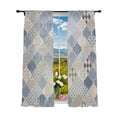 Blue Moroccan Shield Sheer Curtains for Living Room Bedroom, Modern ...