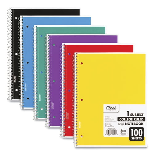 Spiral Notebook, 3-Hole Punched, 1 Subject, Medium/college Rule ...
