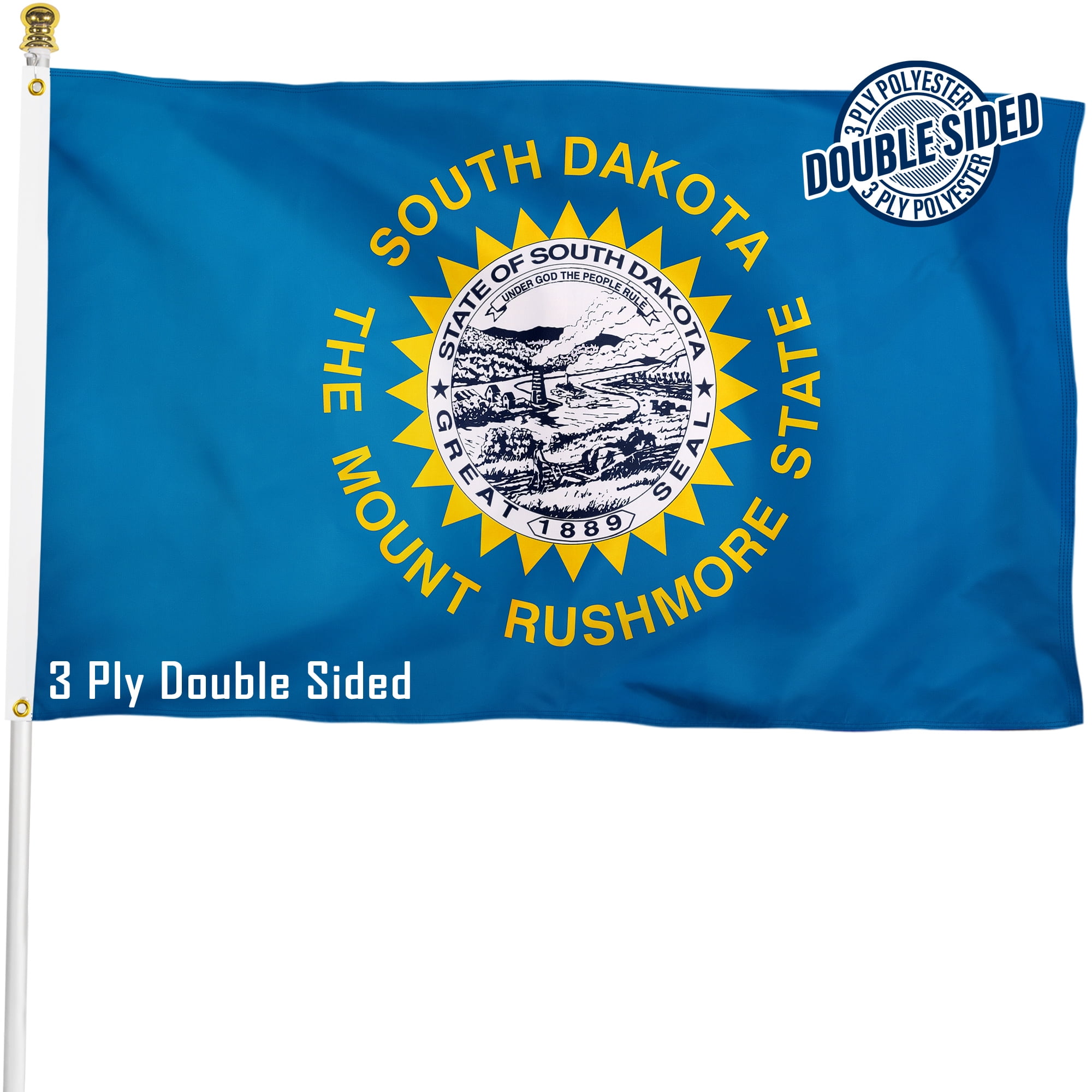 South Dakota State Flag Double Sided 3x5 ft, Heavy Duty 3 Ply Durable ...