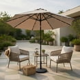 10 ft Solar Powered Patio Umbrella with Crank Lift, Tilt Function & 24 ...