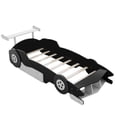 HICOMILA Twin Size Race Car-Shaped Platform Bed with Wheels, Car Bed ...