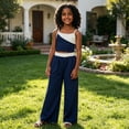 CONROSES Toddler Girls Outfits Patchwork Color Sleeveless Crop Tops ...