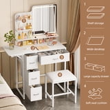 Fairy Makeup Vanity for Bedroom with LED Mirror, Lights, 4 Drawers, USB ...