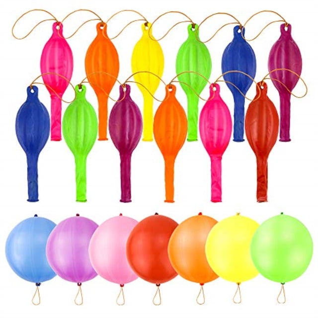 rubfac 80 punch balloons, neon punching balloons with rubber band ...