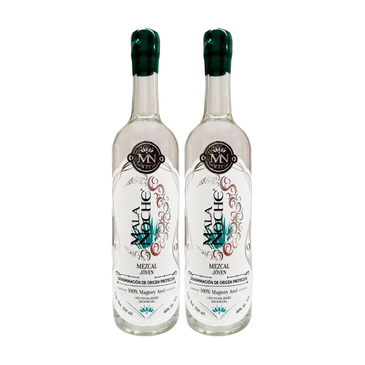 Dos Botellas Mezcal Mala Noche Blanco 100% Agave 750 Ml Mala Noche ...