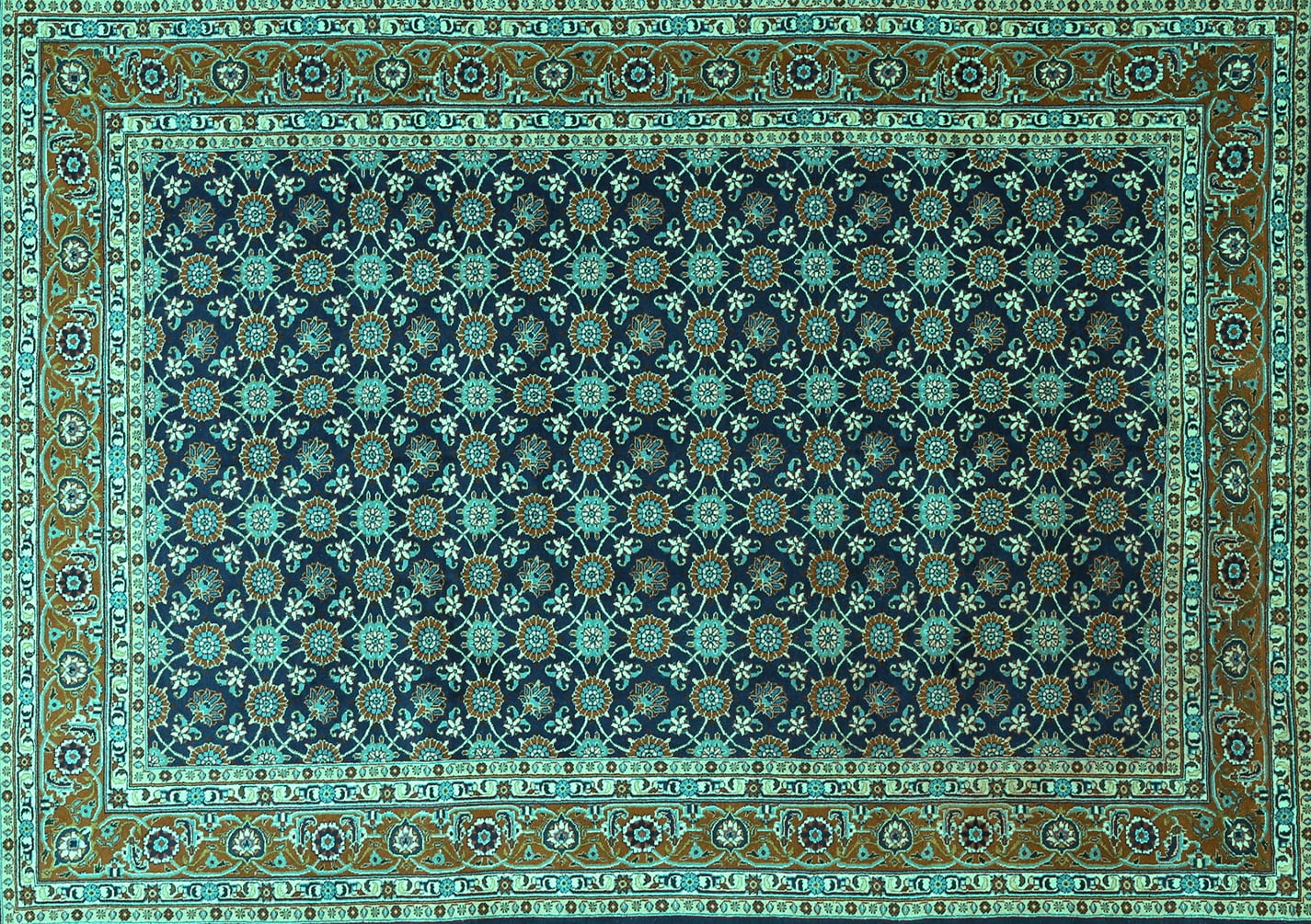Ahgly Company Machine Washable Indoor Rectangle Persian Turquoise Blue ...