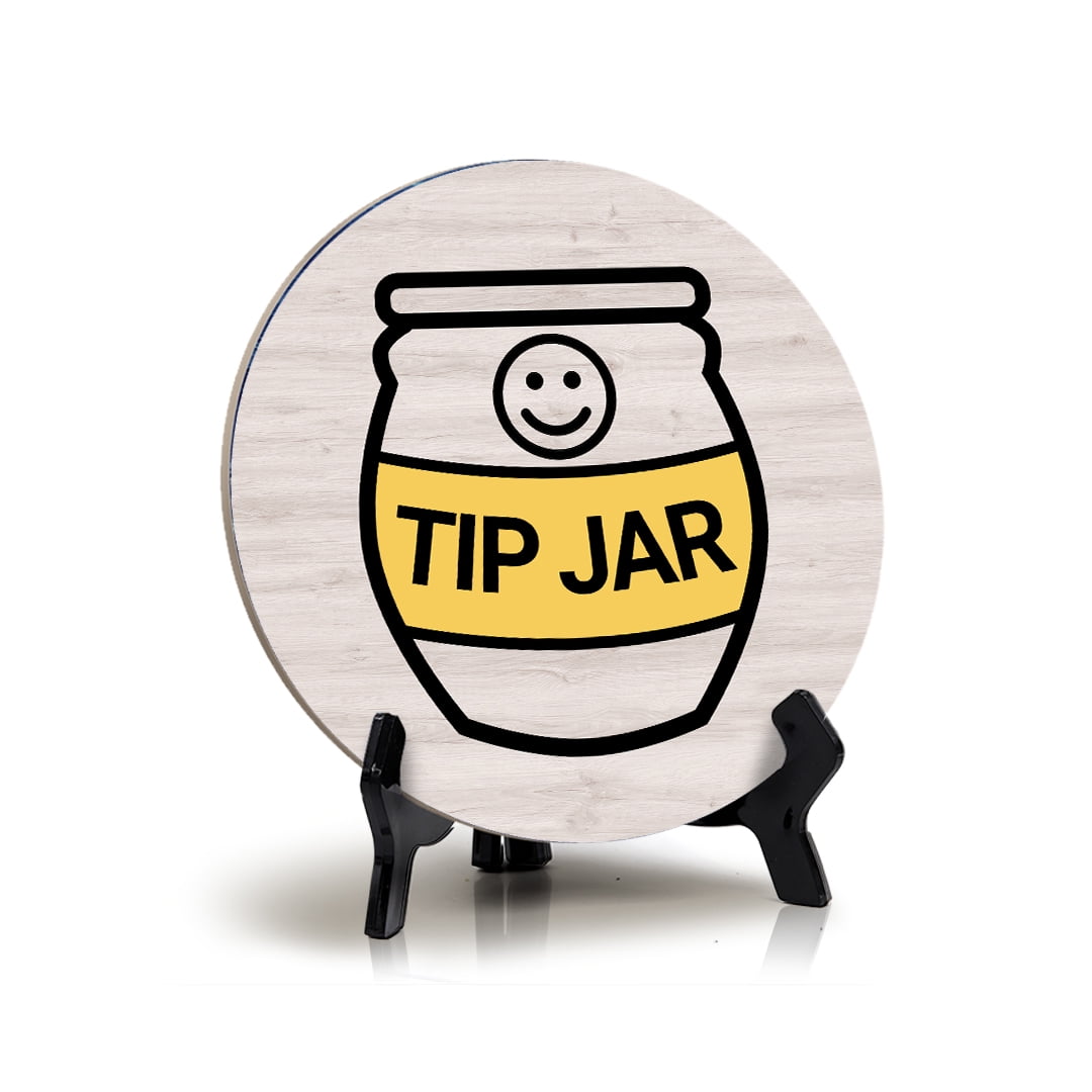 Sign ByLITA Tip Jar (Smiley Face Vector), Wood Color Circle Table Sign ...