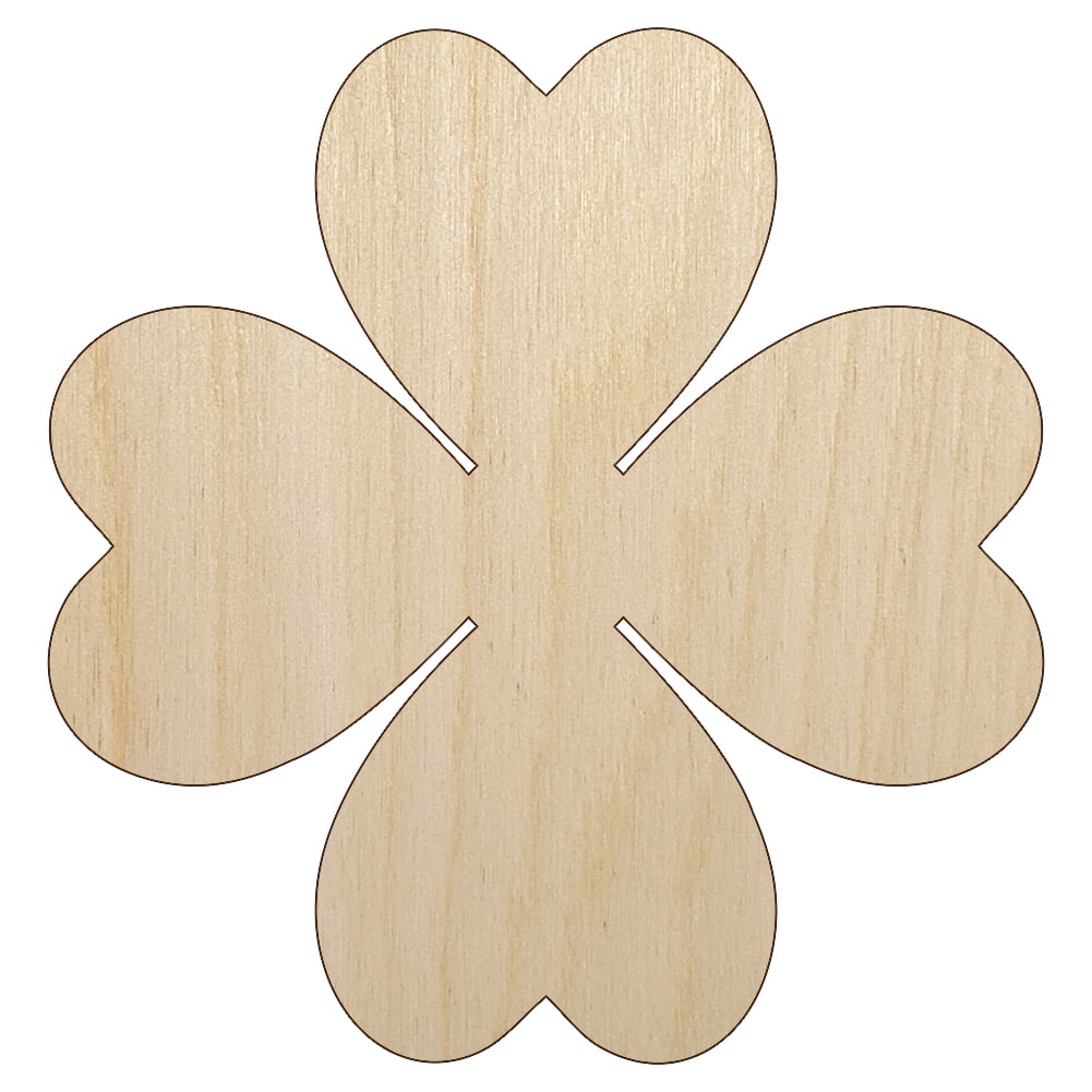 Four Leaf Clover Lucky Solid Wood Shape Unfinished Piece Cutout Craft ...