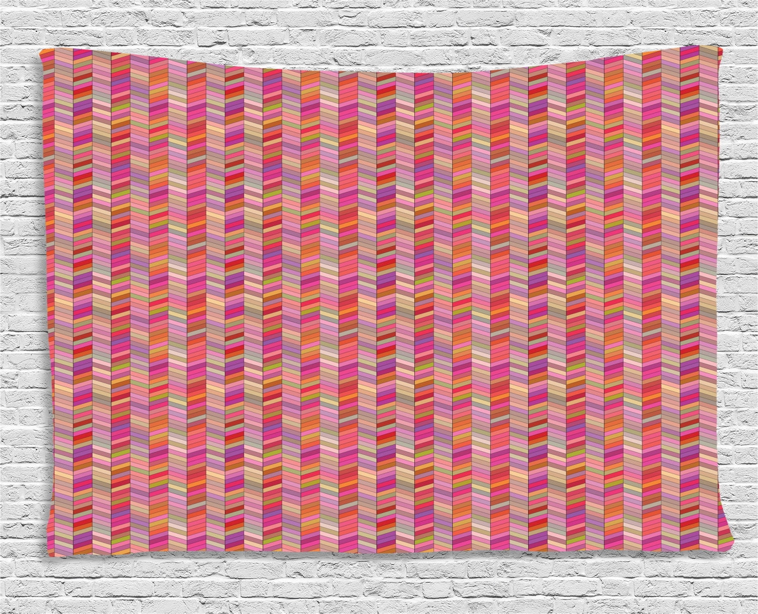 Chevron Tapestry, Rainbow Colored Angled Rectangle Composition Angular ...