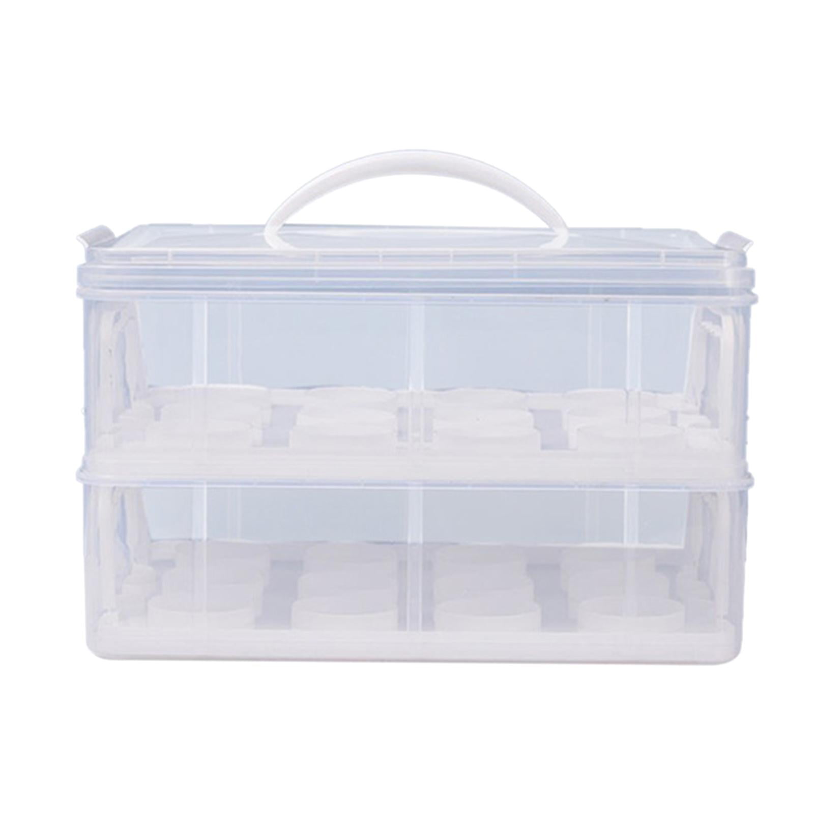 Clear Cupcake Storage Lid Dessert Container Case Stackable Layer Insert ...