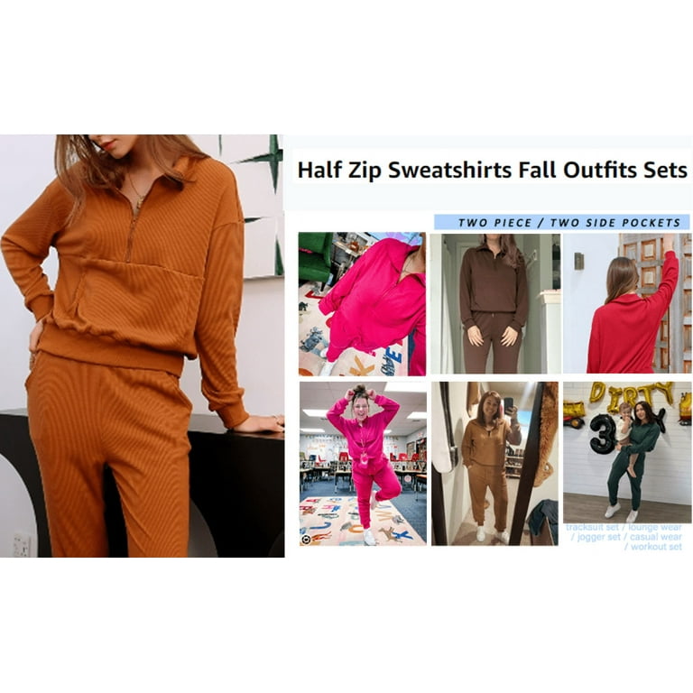 Fantaslook Womens 2 Piece Outfits Long Sleeve Half Zip Fantaslook Womens 2 Piece Outfits Long Sleeve Half Zip