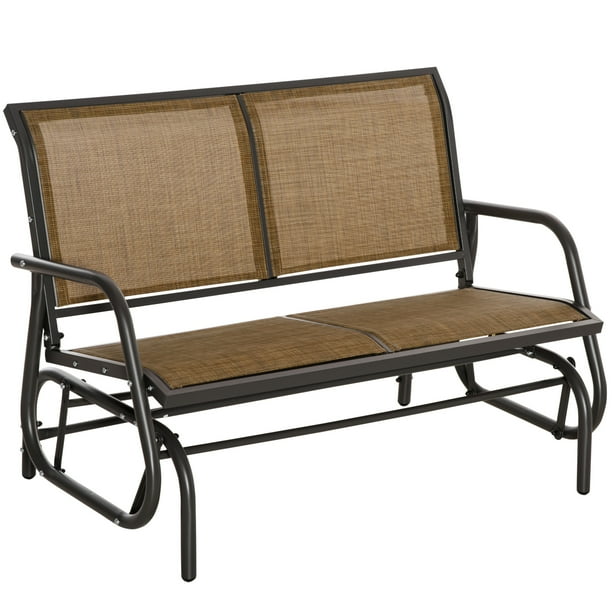 Outsunny Patio Double Glider Outdoor Steel Sling Fabric Gliding Bench ...