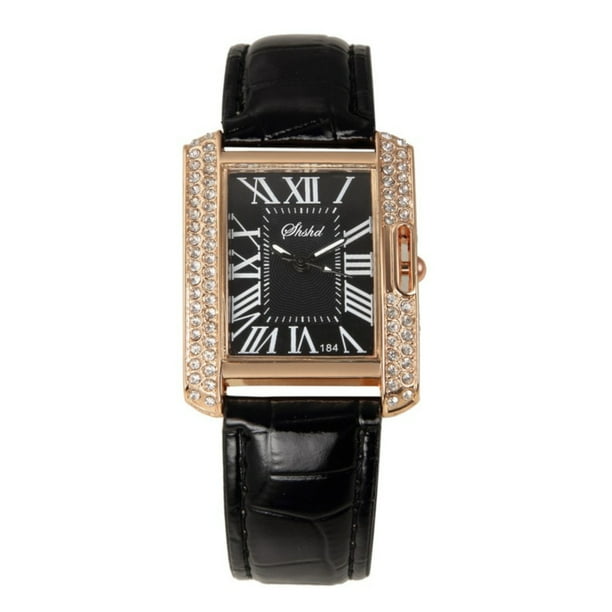 Rowena J - Men Woman Crystal Rectangle Roman Numeral Numbers Dial Face ...