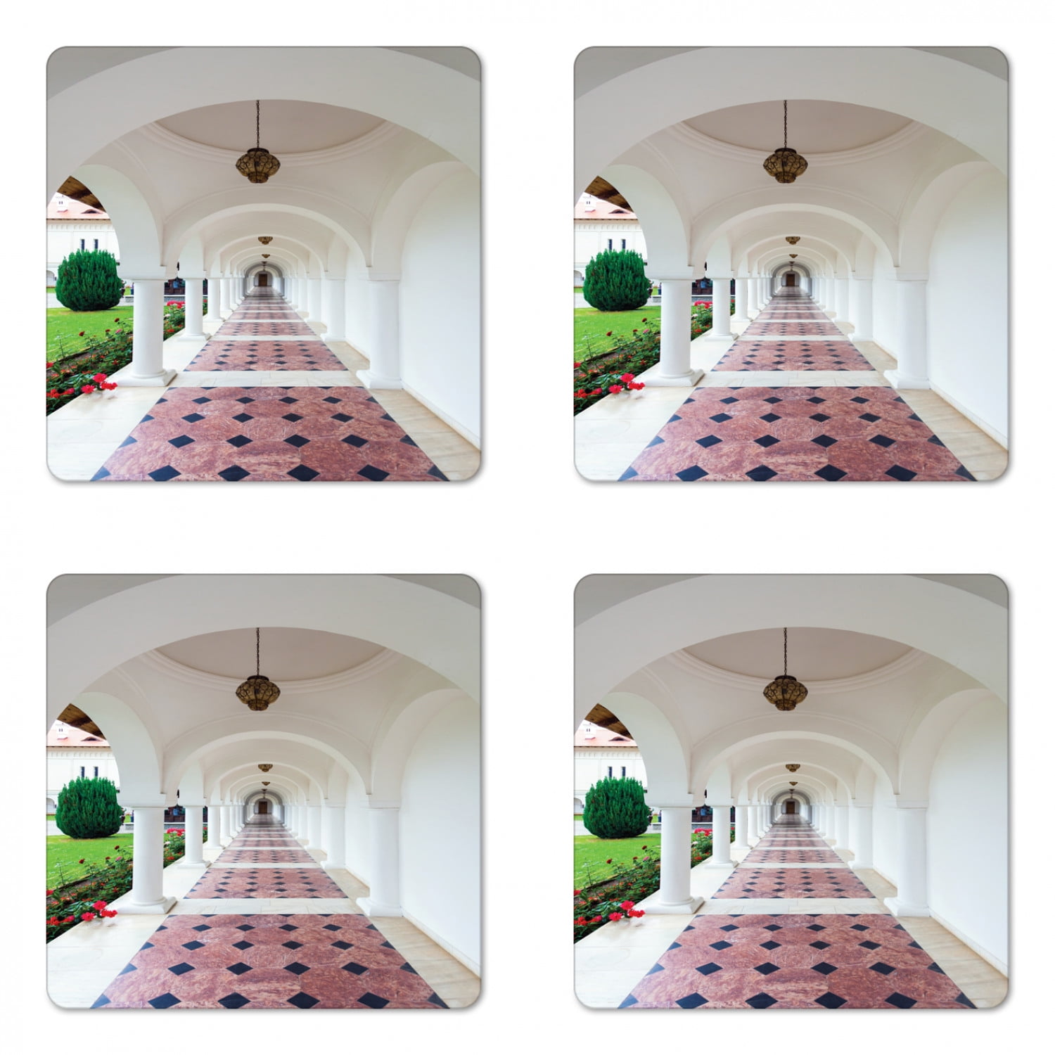 Travel Coaster Set of 4, Dome Arched Colonnade Hallway at Sambata De ...