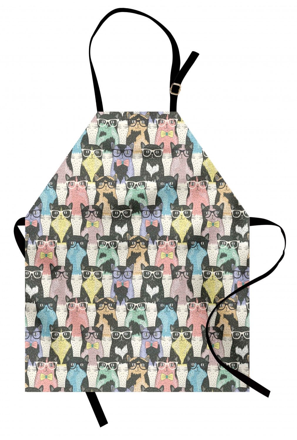 Funny Cartoon Apron Playful Hipster Cats With Glasses Colorful Clip Art ...