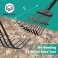 Rake, 60 Inch Long, 11 HYZ01 Tines Small Metal Garden Rake for Leaves ...