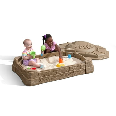 Step2 Naturally Playful Sandstone Beige Plastic Sandbox Toy with Cover ...