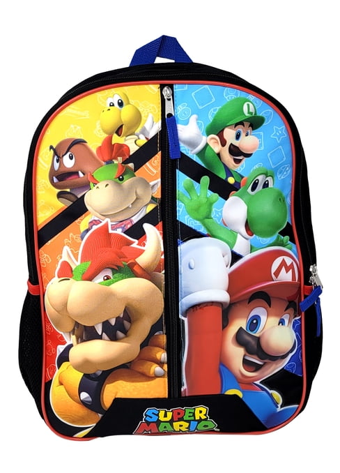 "Super Mario Bros. Nintendo Kids Backpack: 16"" Character Print Bookbag ...