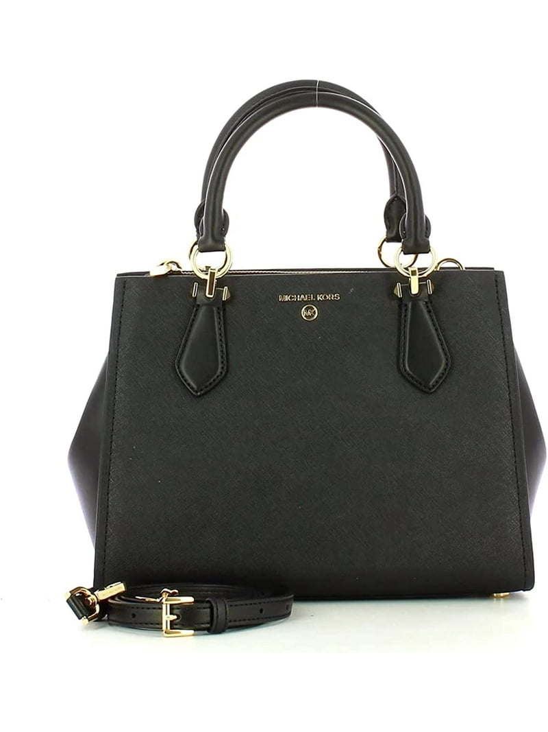 Michael Kors Marilyn Medium Saffiano Leather Satchel, Black, 11.25