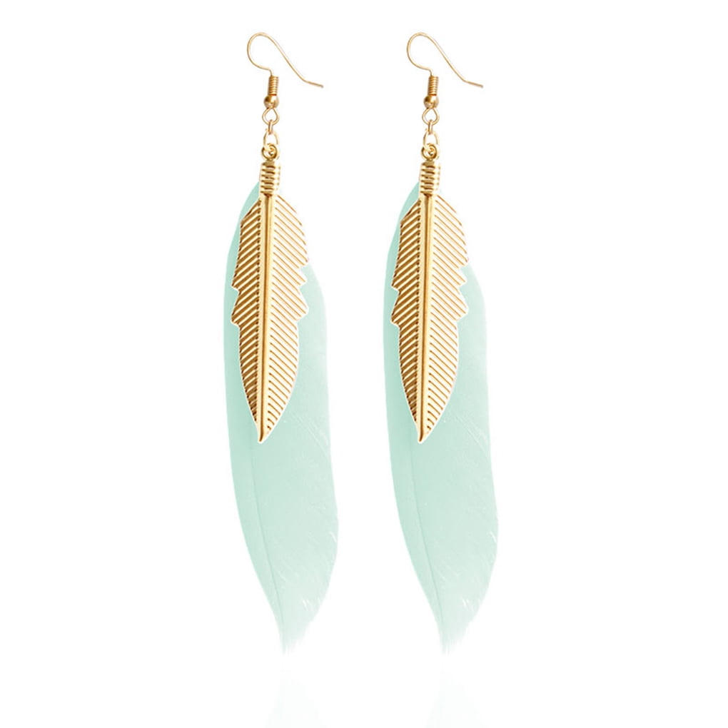 homeholiday Feather Dangle Earrings with Gold Color Small Feather Earrings for Women | Walmart ...