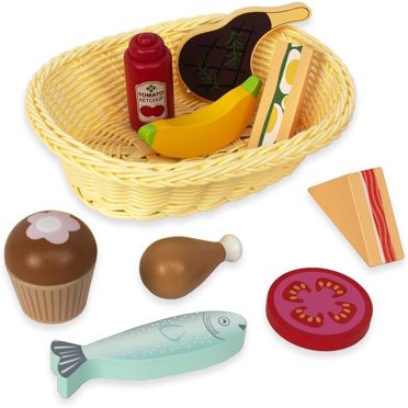 Fisher-Price Wooden Picnic Basket and Food Pretend Play Set for ...