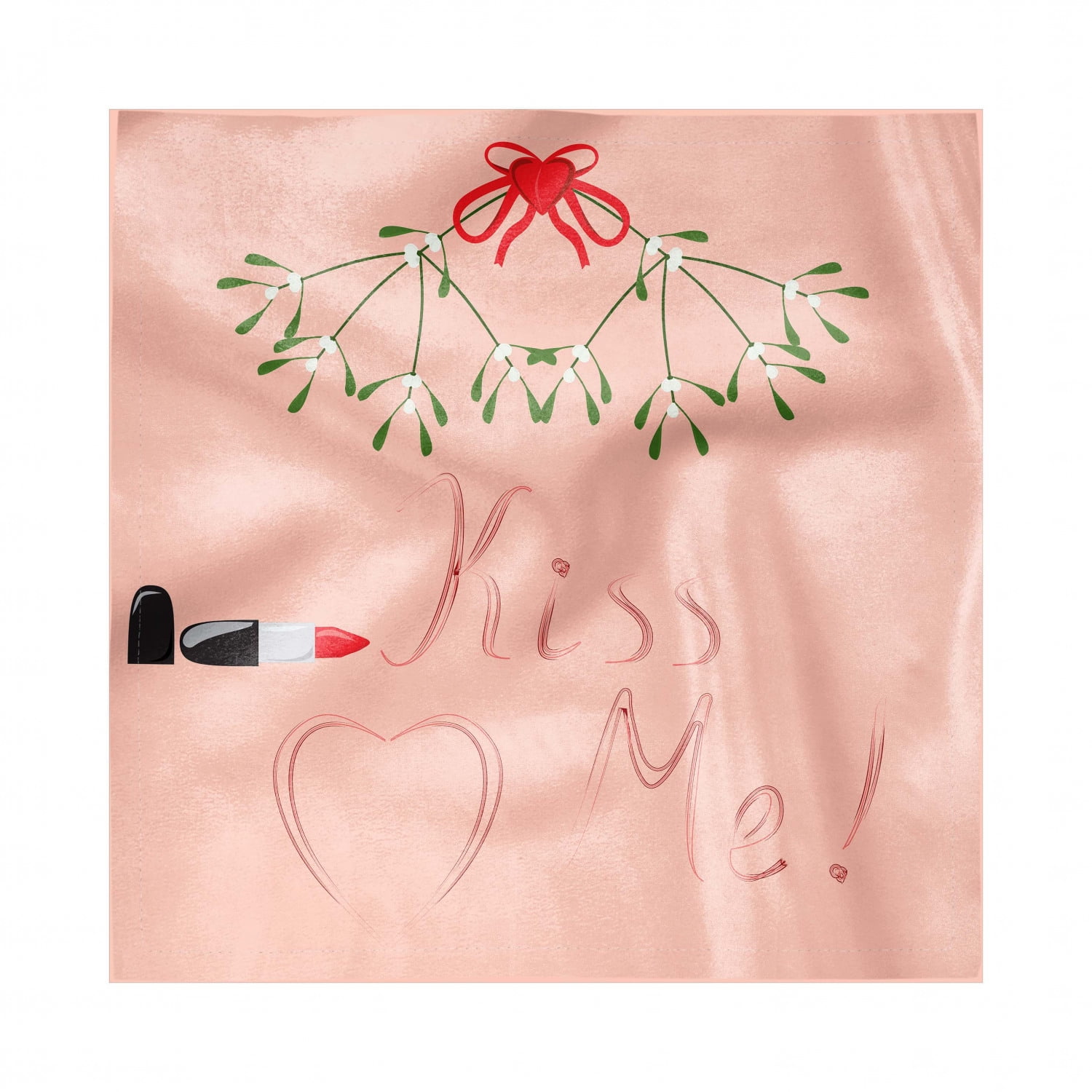 Kiss Me Decorative Satin Napkins Set Of 4 Christmas Themed Mistletoe